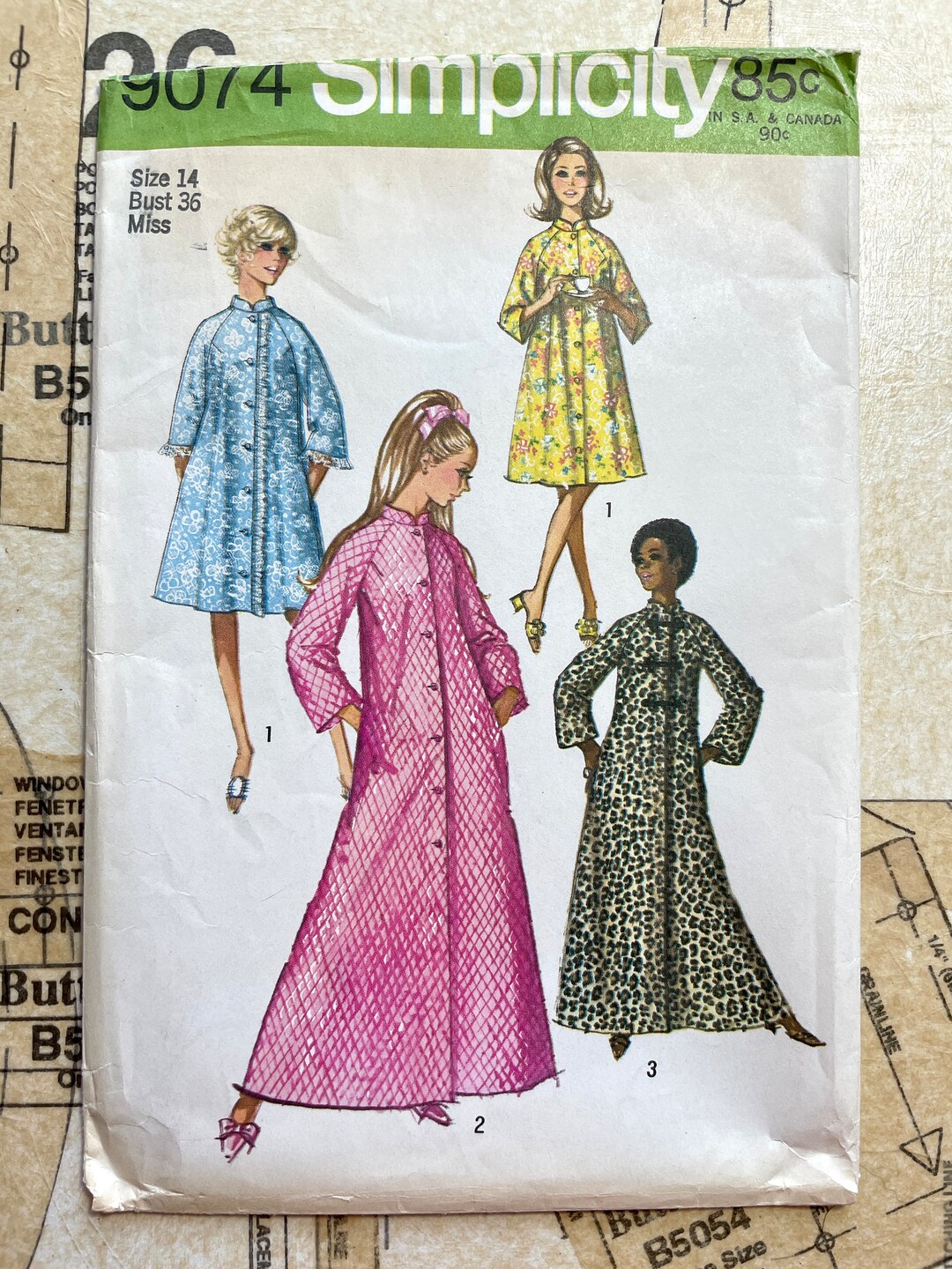 Simplicity 9074 Vintage Robe Pattern Long or Short Raglan - Etsy
