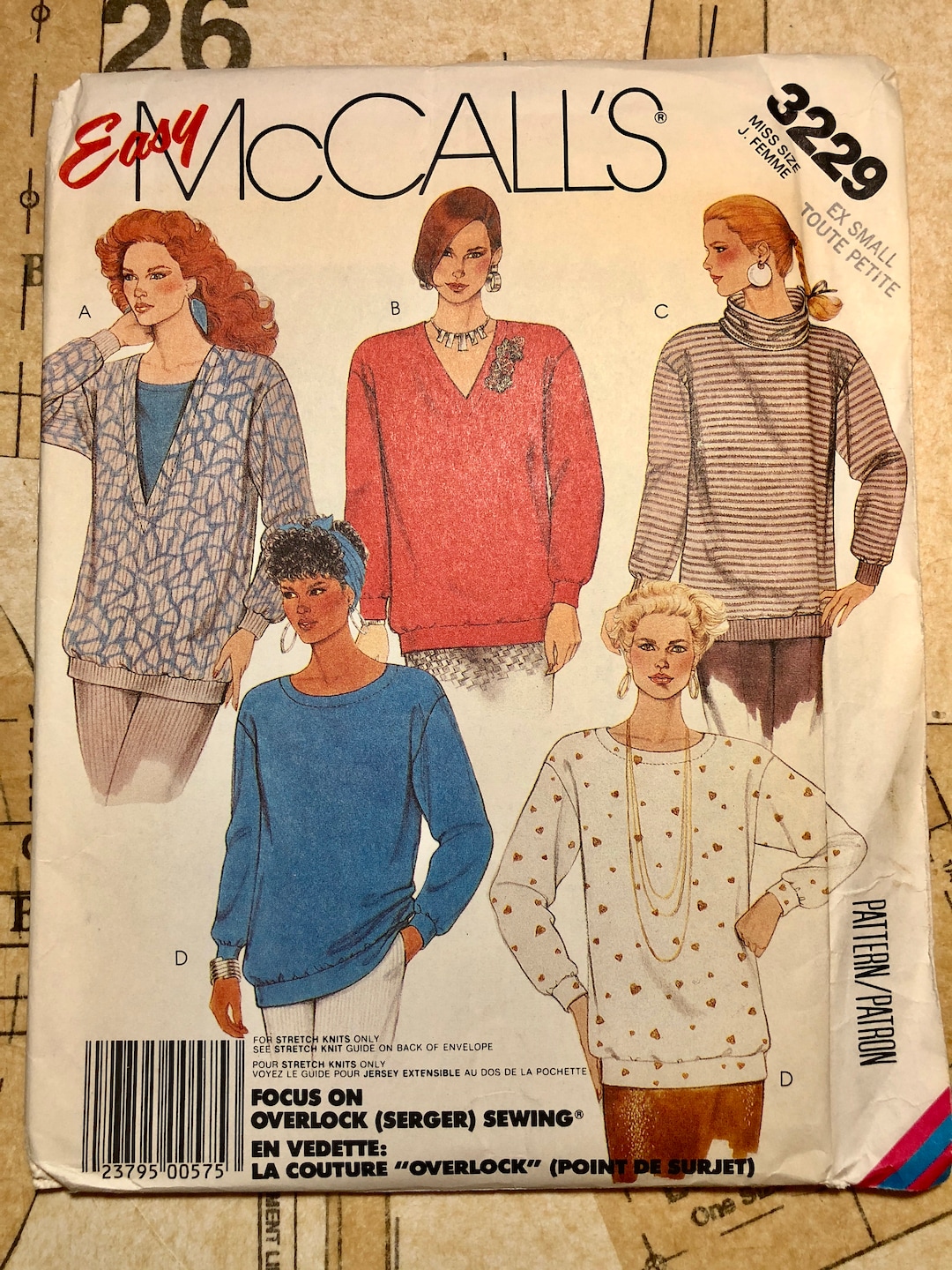 Mccalls 3229 Sweater Sewing Pattern 80s Stretch Knit Fabrics Pullover ...