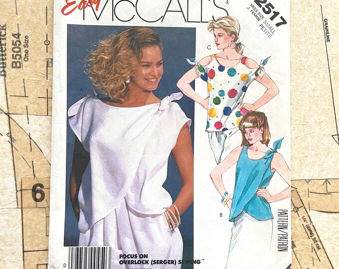 Mccalls 2517 80s Top Pattern Womens 80s Shirt Sewing Pattern Front Wrap ...