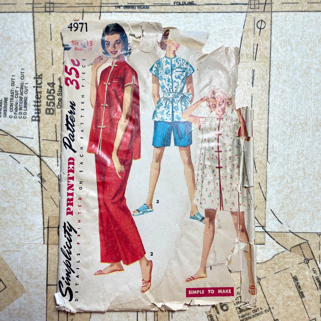Simplicity 4971 Oriental Pajama Pattern Asian Chinese Style Top and ...