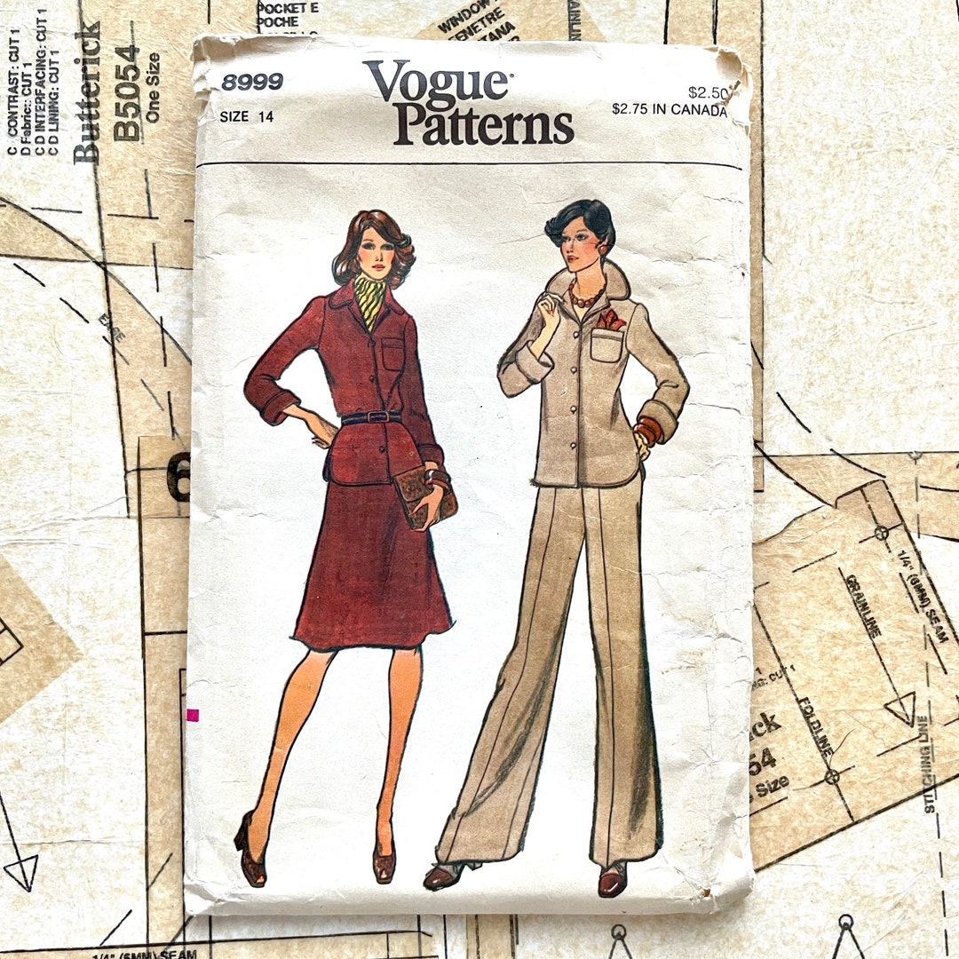 Vogue 8999 Vogue Suit Pattern 2 Piece Skirt Suit Jacket Blazer Wide Leg ...