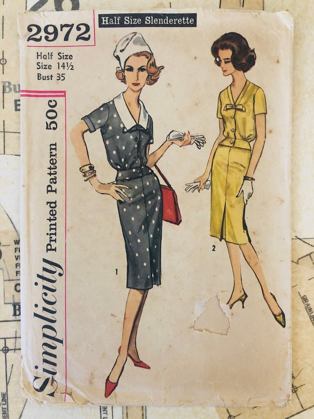 Simplicity 2972 Vintage 60s Womens Sewing Pattern Size 14 1/2 - Etsy