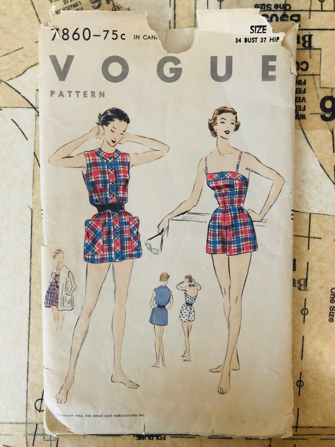 Vogue 7860 Bathing Suit Sewing Pattern One Piece 50s Swim Suit - Etsy