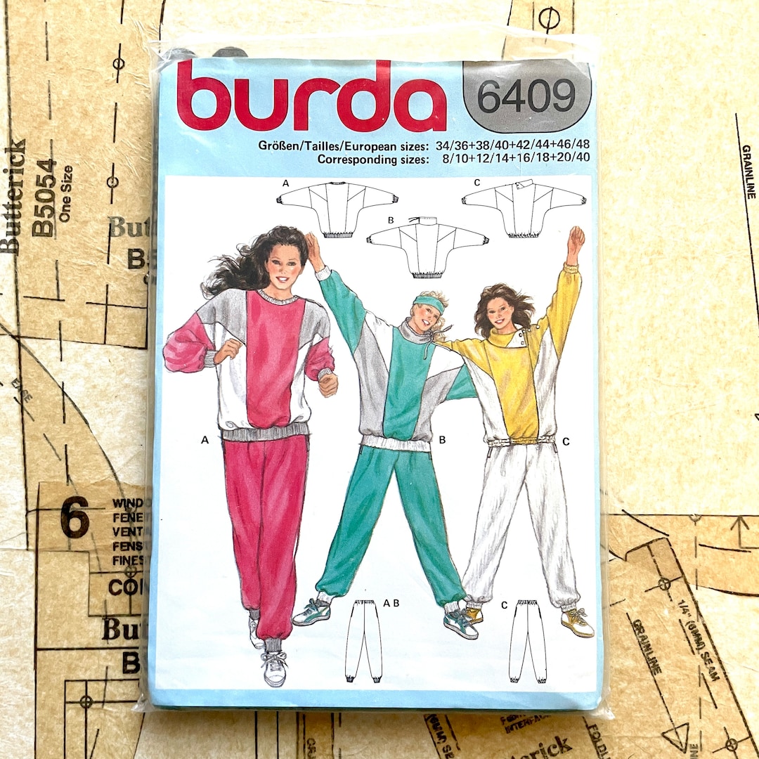 Burda 6409 Sweat Suit Pattern Pullover Sweatshirt Joggers Track Suit ...