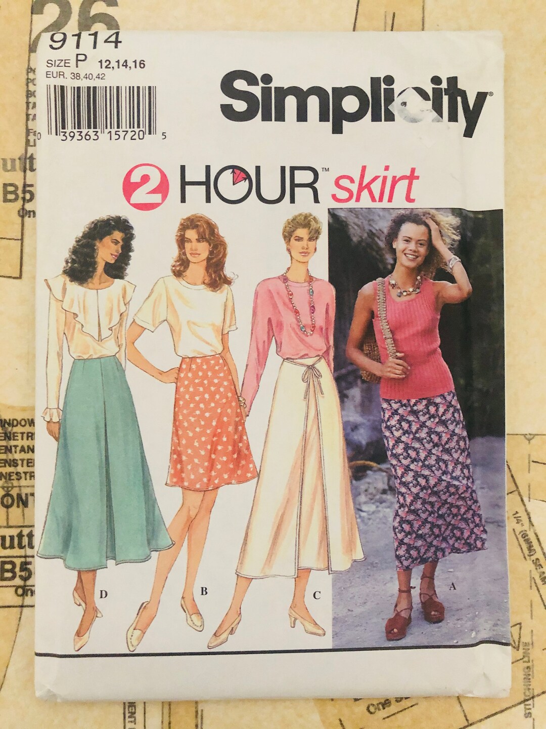 Simplicity 9114 Vintage 90s Skirt Sewing Pattern Size 12 14 16 Womens ...