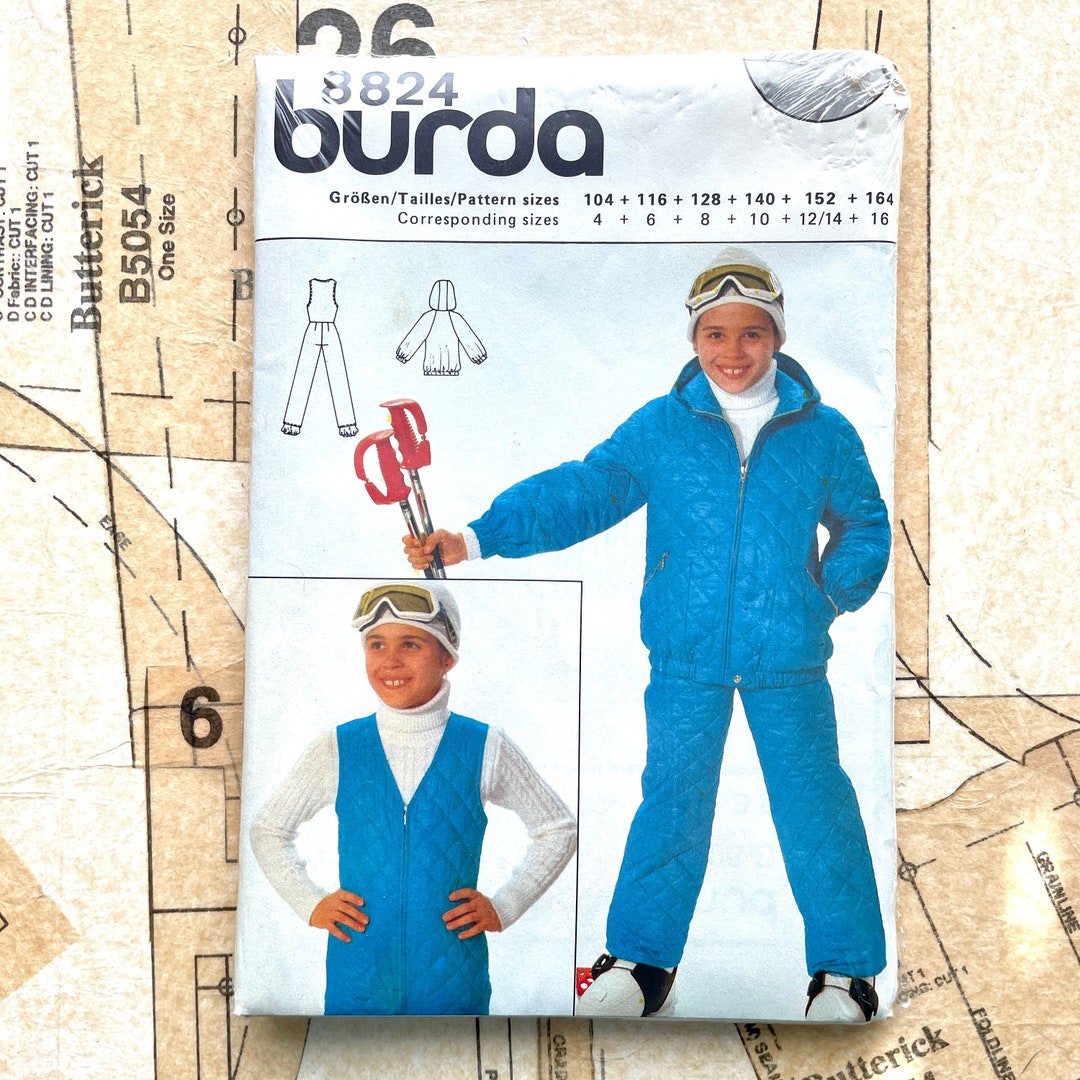 Burda 8824 Childs Ski Outfit Pattern Sewing Pattern Jumpsuit Bibs Pant ...