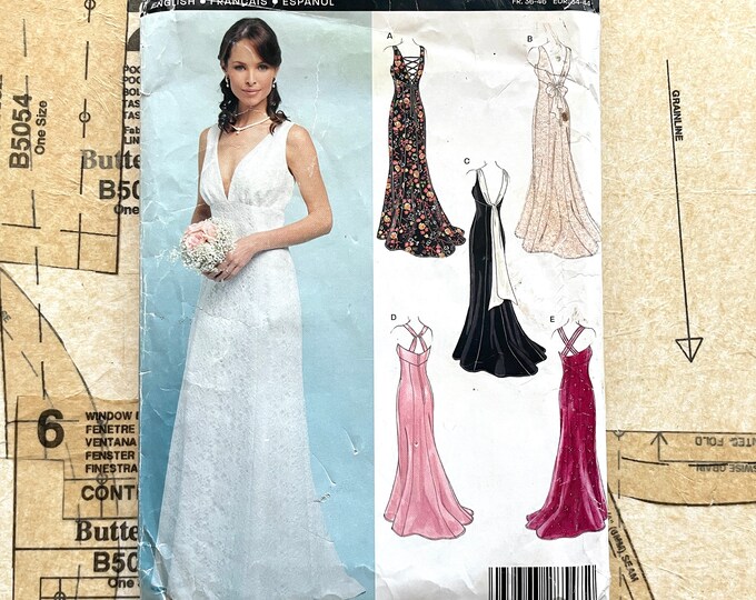 New Look 6401 Evening Gown Pattern Formal Dress Corset Open Back Straps ...