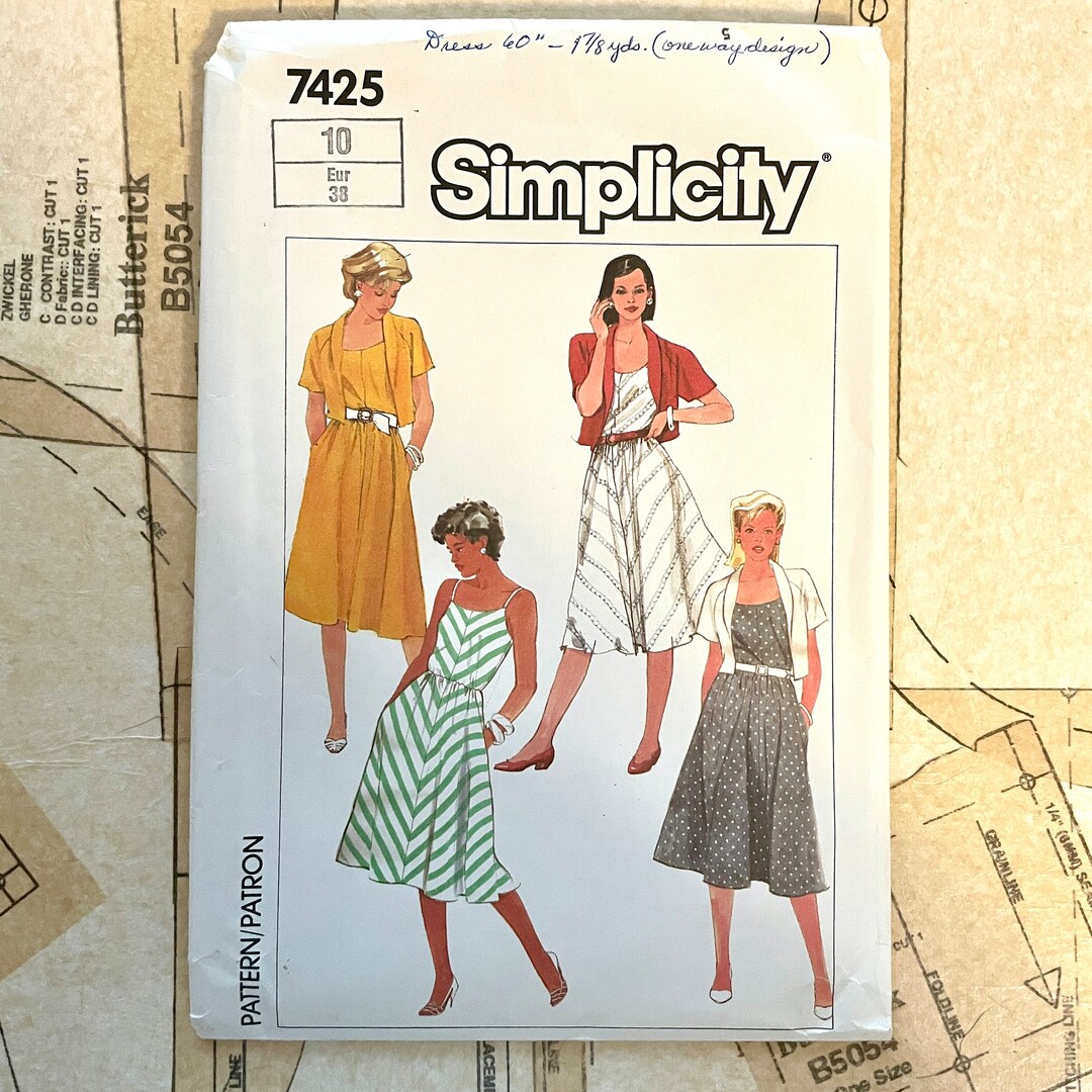 Simplicity 7425 Dress Pattern Bolero Shrug Jacket and Bias Summer Sun ...