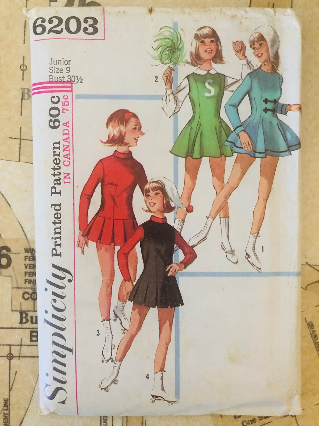 Simplicity 6203 Cheerleader Costume Sewing Pattern Teen Size 9 12 13 ...