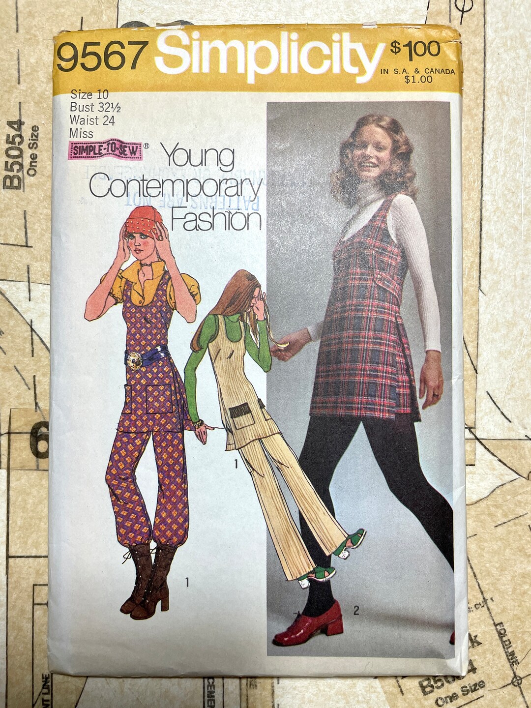 Simplicity 9567 Vintage 70s Sewing Pattern Pants Shorts Jumper Tunic ...
