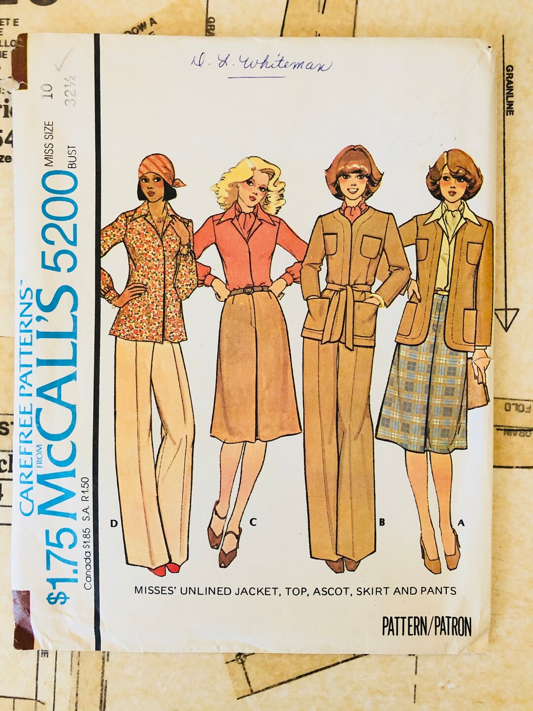 Mccalls 5200 Outfit Sewing Pattern Suit Separates Jacket Blouse Pants ...