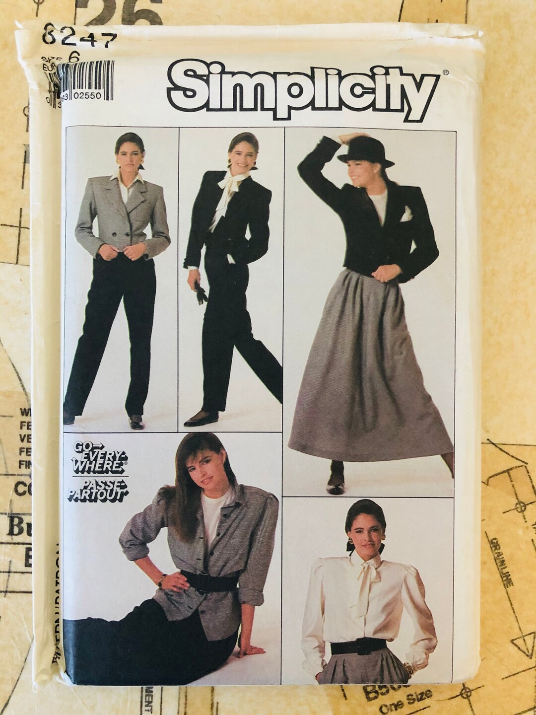 Simplicity 8247 Vintage Womens Sewing Pattern Size 6 Blouse Skirt Pants ...