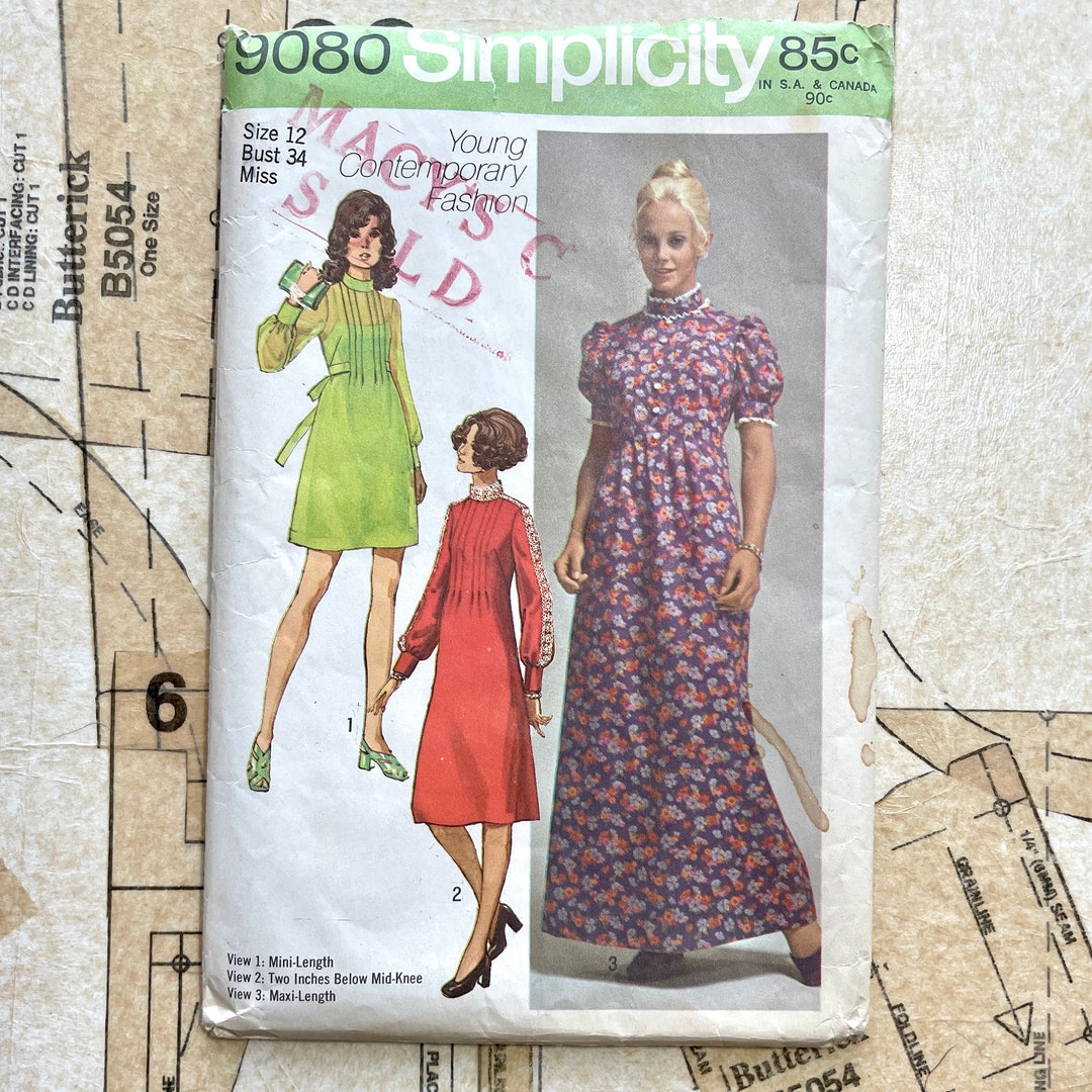 Simplicity 9080 Cottagecore Dress Sewing Pattern 80s Maxie Dress ...