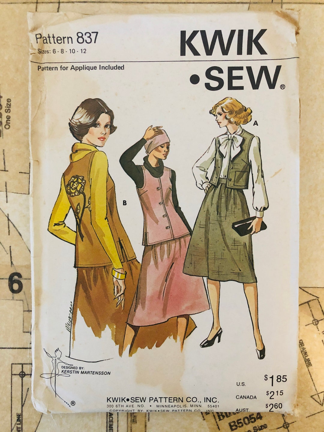 Kwik Sew 837 80s Womens Sewing Pattern Size 6 8 10 12 Skirt and Vest ...