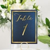 Navy Wedding Table Number Cards, Navy Floral Table Numbers, Table Decor ...