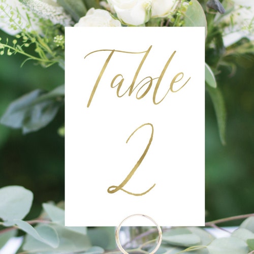 PRINTED Premium GOLD Foil Wedding Table Numbers 4x6 - Etsy