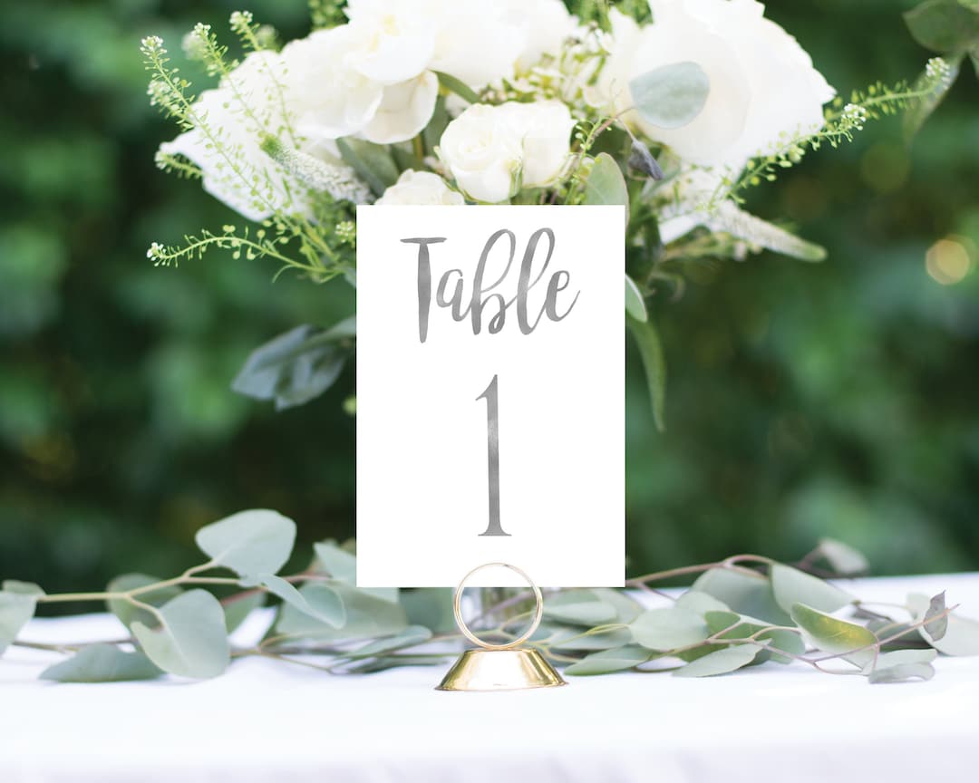 Silver Foil Table Numbers: Rustic Wedding Decor (4x6) - Etsy