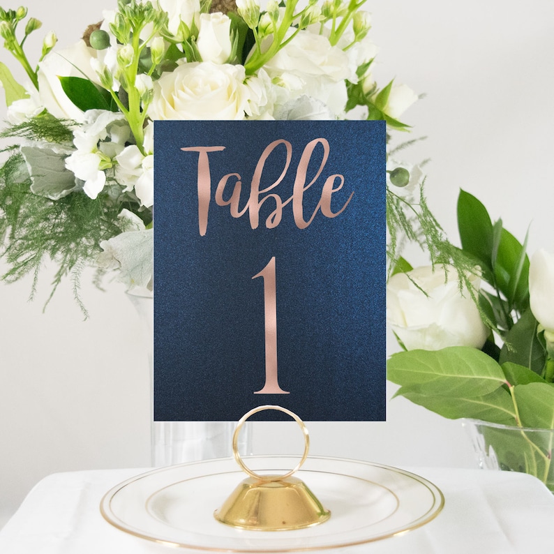 Rose Gold Table Numbers Navy Table Number Wedding Table - Etsy