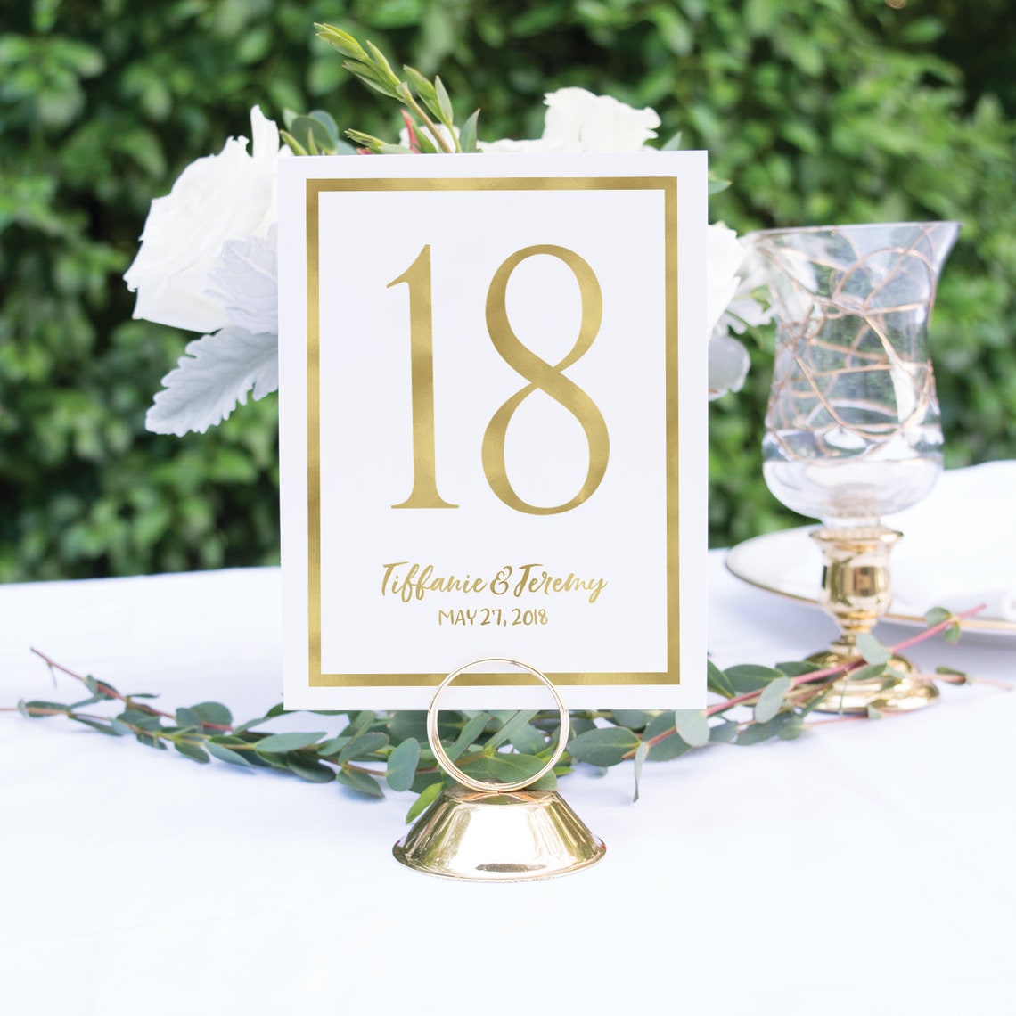 Personalized Gold Foil Table Numbers Handmade Wedding 0130 | Etsy