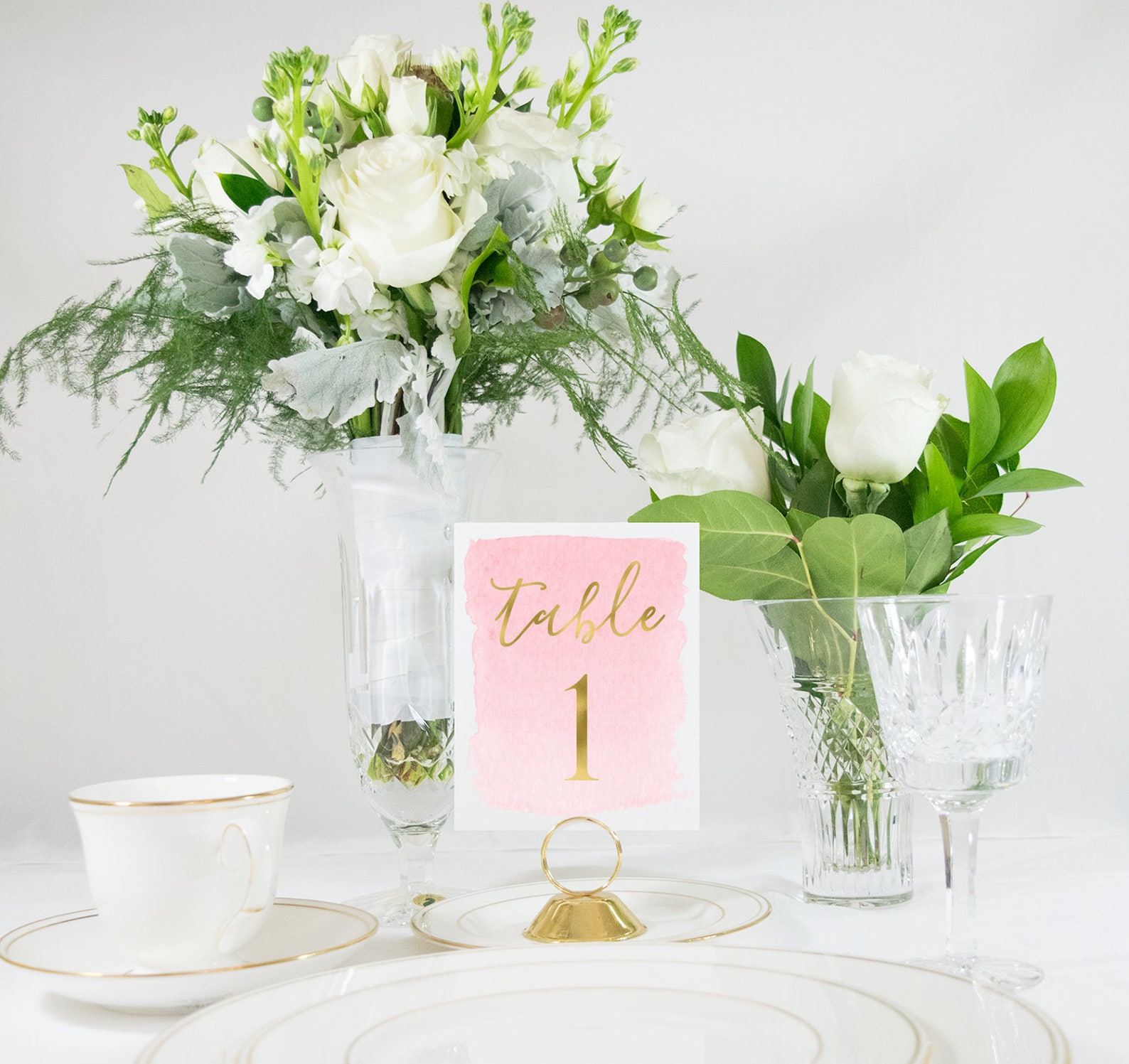 Gold Foil and Pink Ombre Watercolor Table Numbers Cute - Etsy