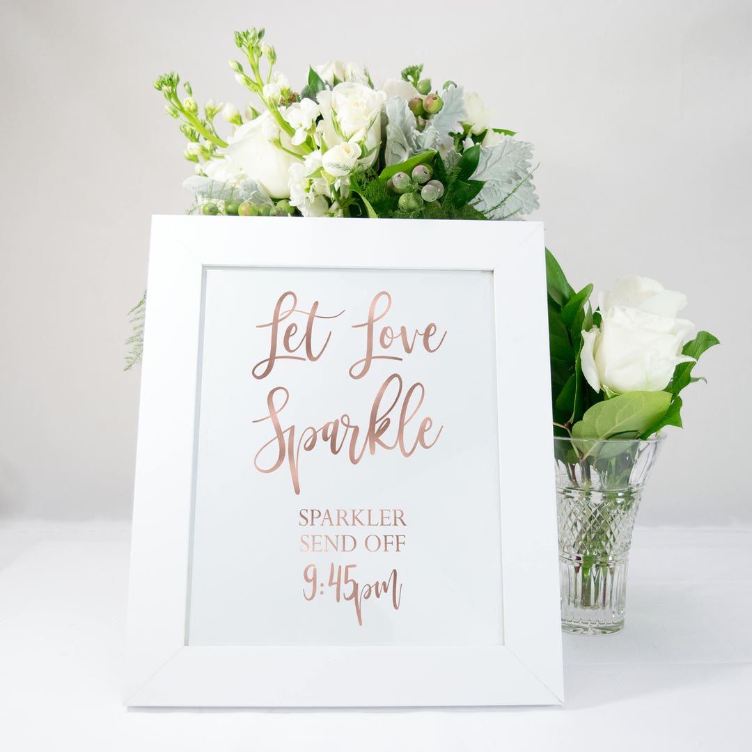 Sparkler Send off Sign in Rose Gold Foil, Elegant, Rustic, Send Off ...