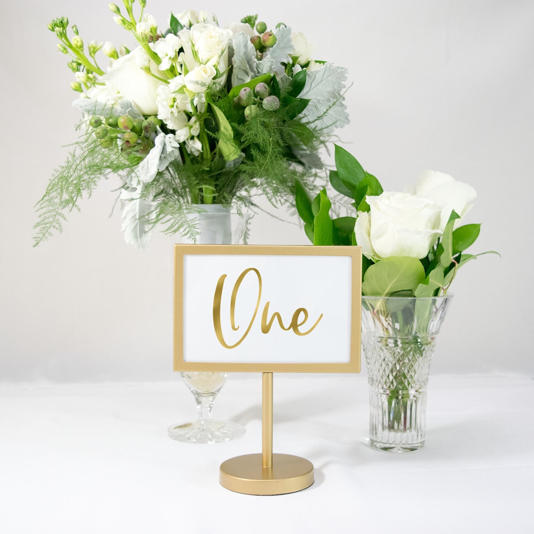 Gold Foil Table Number Cards: Modern Script Wedding Decor (4x6) - Etsy