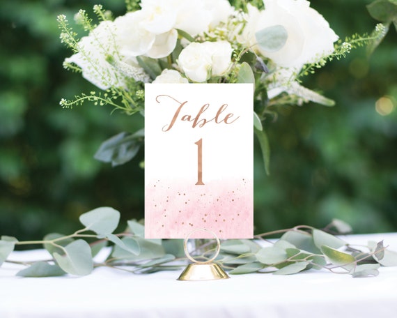 Rose Gold Table Numbers Blush Table Numbers Wedding Table | Etsy