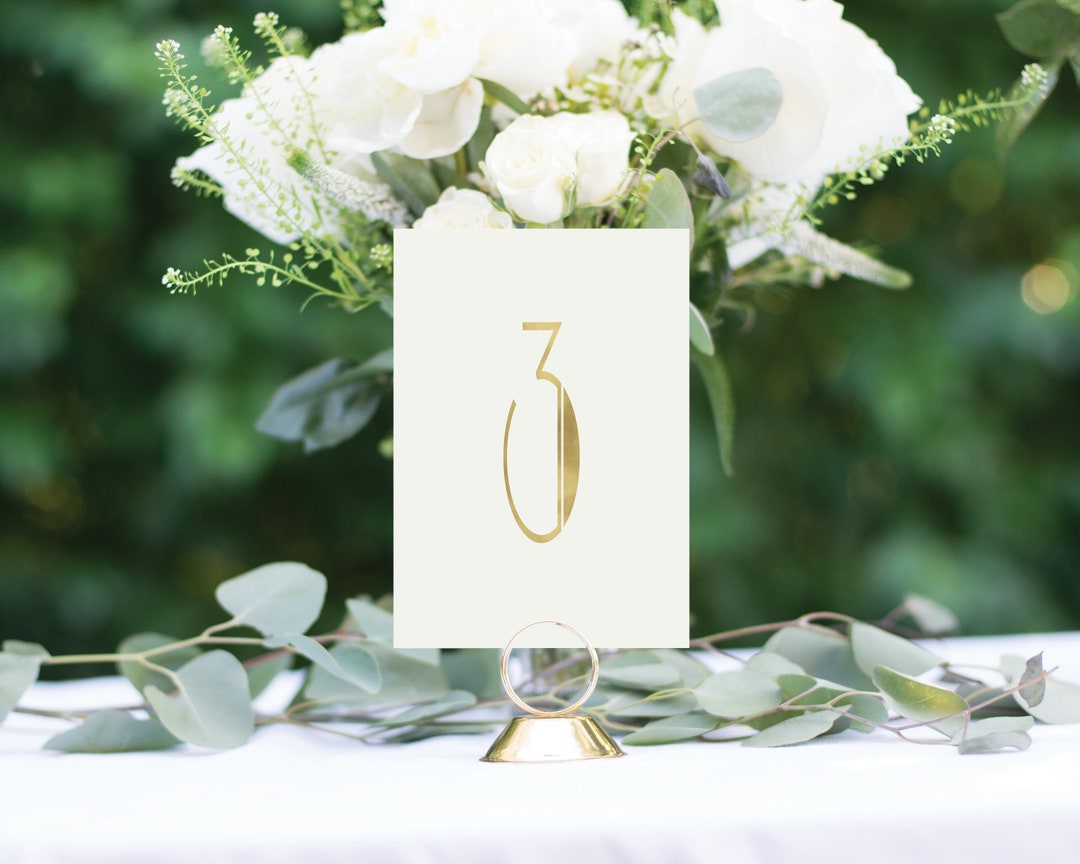 Traditional Art Deco Gold Table Numbers, Wedding Table Numbers, Rustic ...