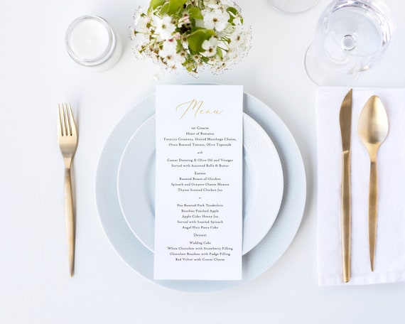 Gold Menu Bar Menu Gold Foil Wedding Menu Handmade Wedding - Etsy