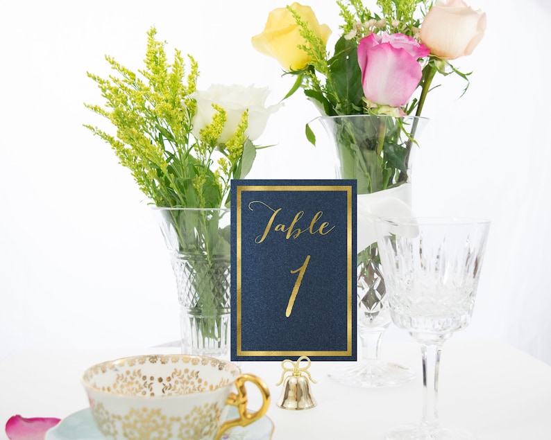 Gold Foil Navy Table Numbers: Rustic Wedding Decor (4x6) - Etsy