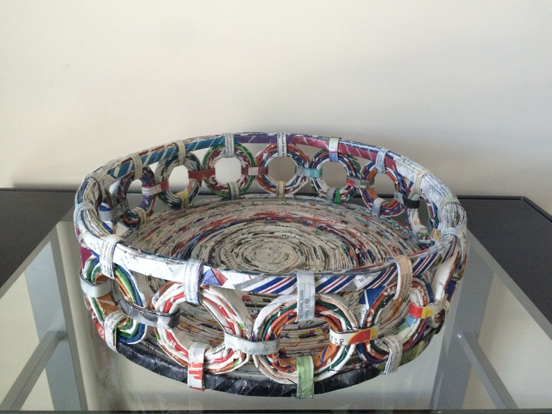 Handmade Recycled Round Paper Basket Tray New - Etsy