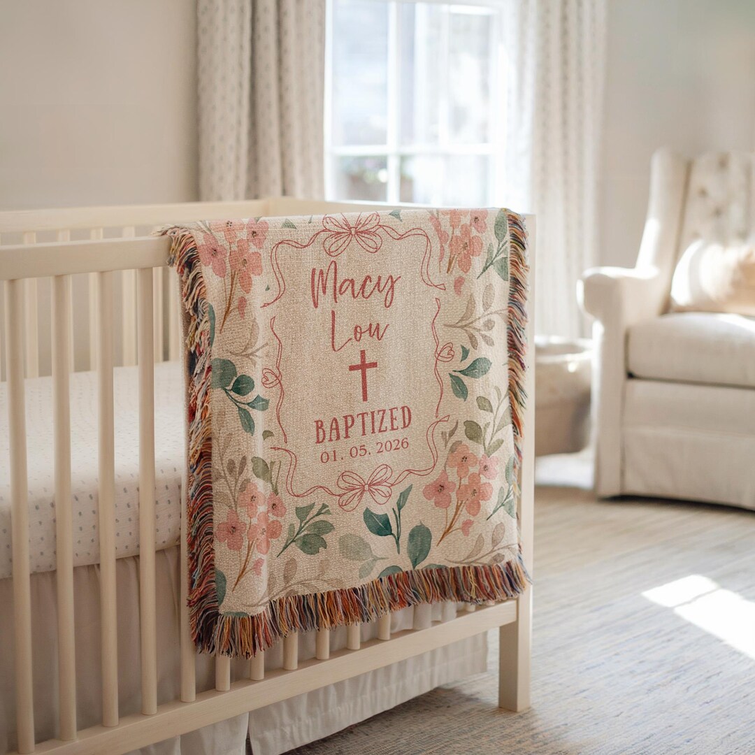 Personalized Baptism Baby Blanket Baptism Christening Blanket for Girl ...