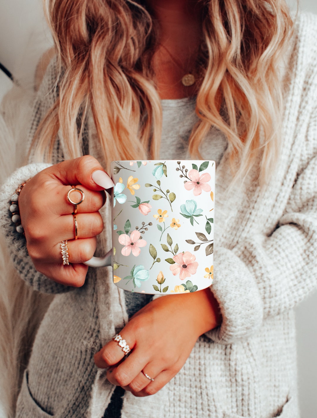 Spring Flower Mug, Large Coffee Mug, Spring Mug, Spring Decor, Spring ...