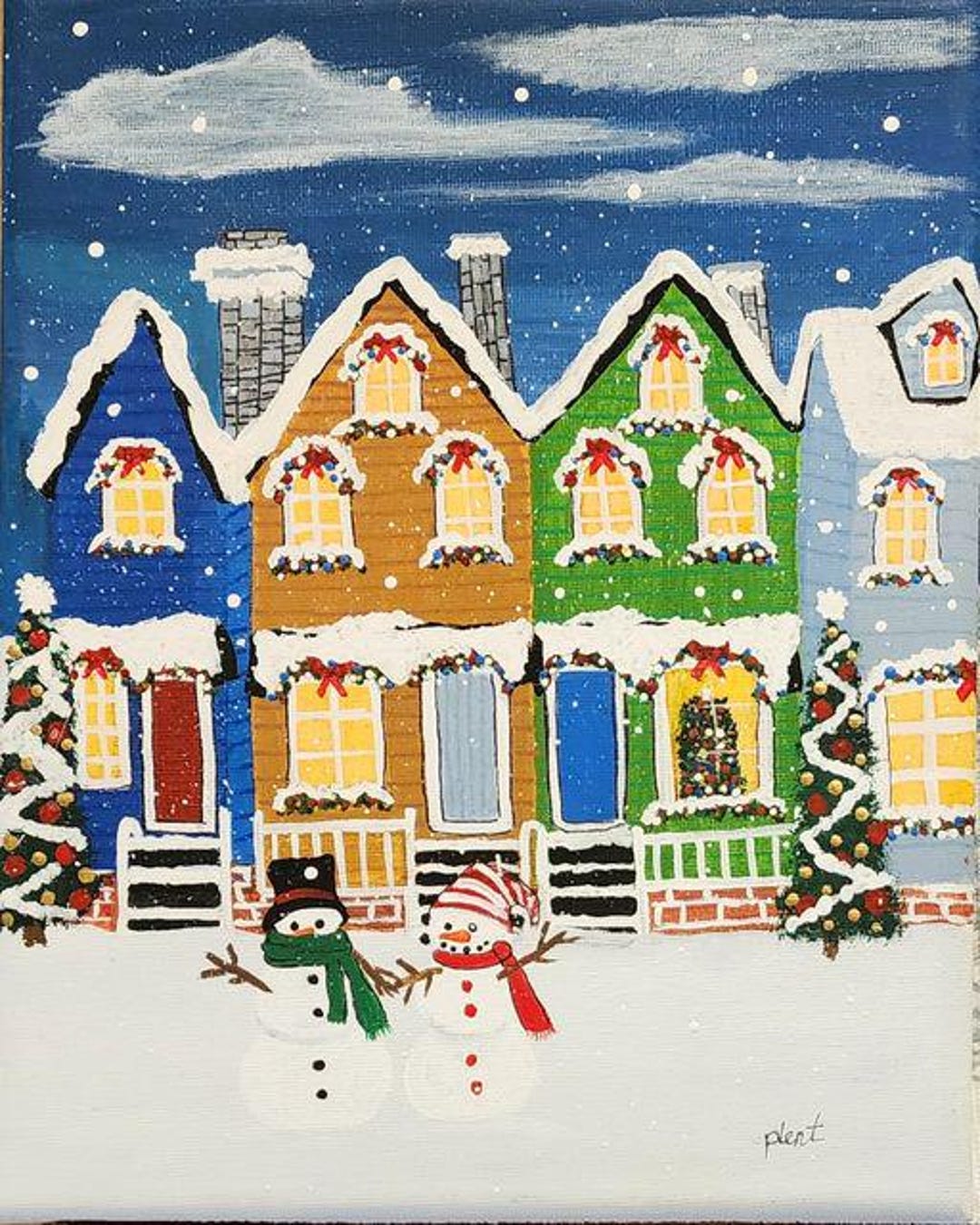 Snowflakes, Folk Art Painting, Folk Art, Original Art, Acrylic Painting ...