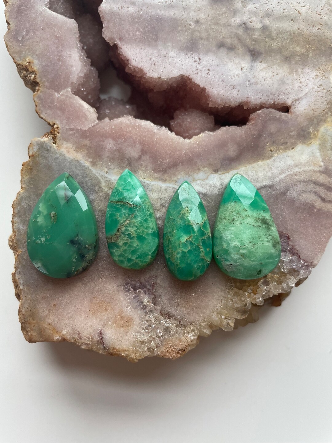 4 Chrysoprase Top Drilled Bead Pendants Bead Destash Supply - Etsy