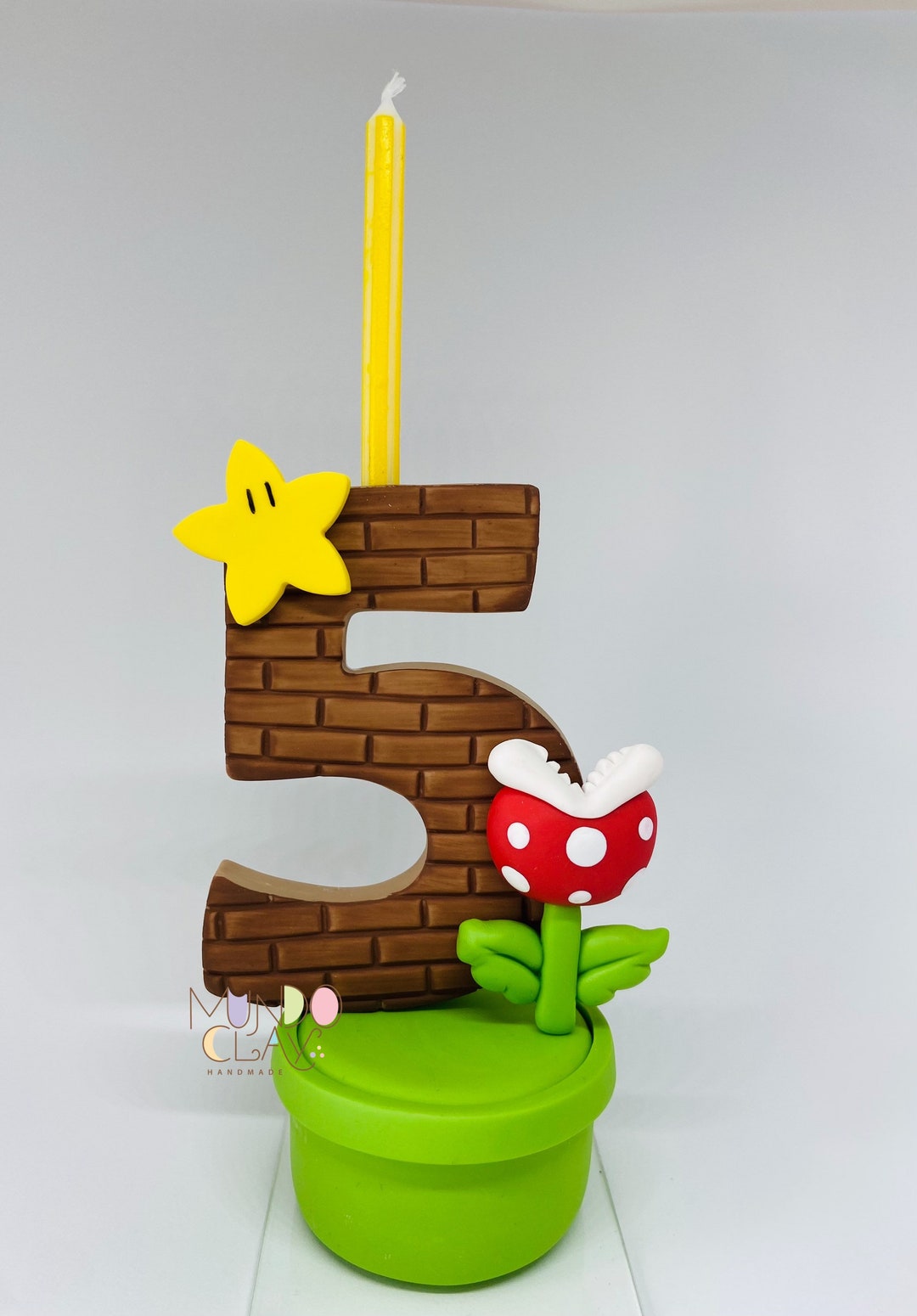 Super Mario Birthday Candle, Super Mario Cake Topper, Dinosaur Keepsake ...