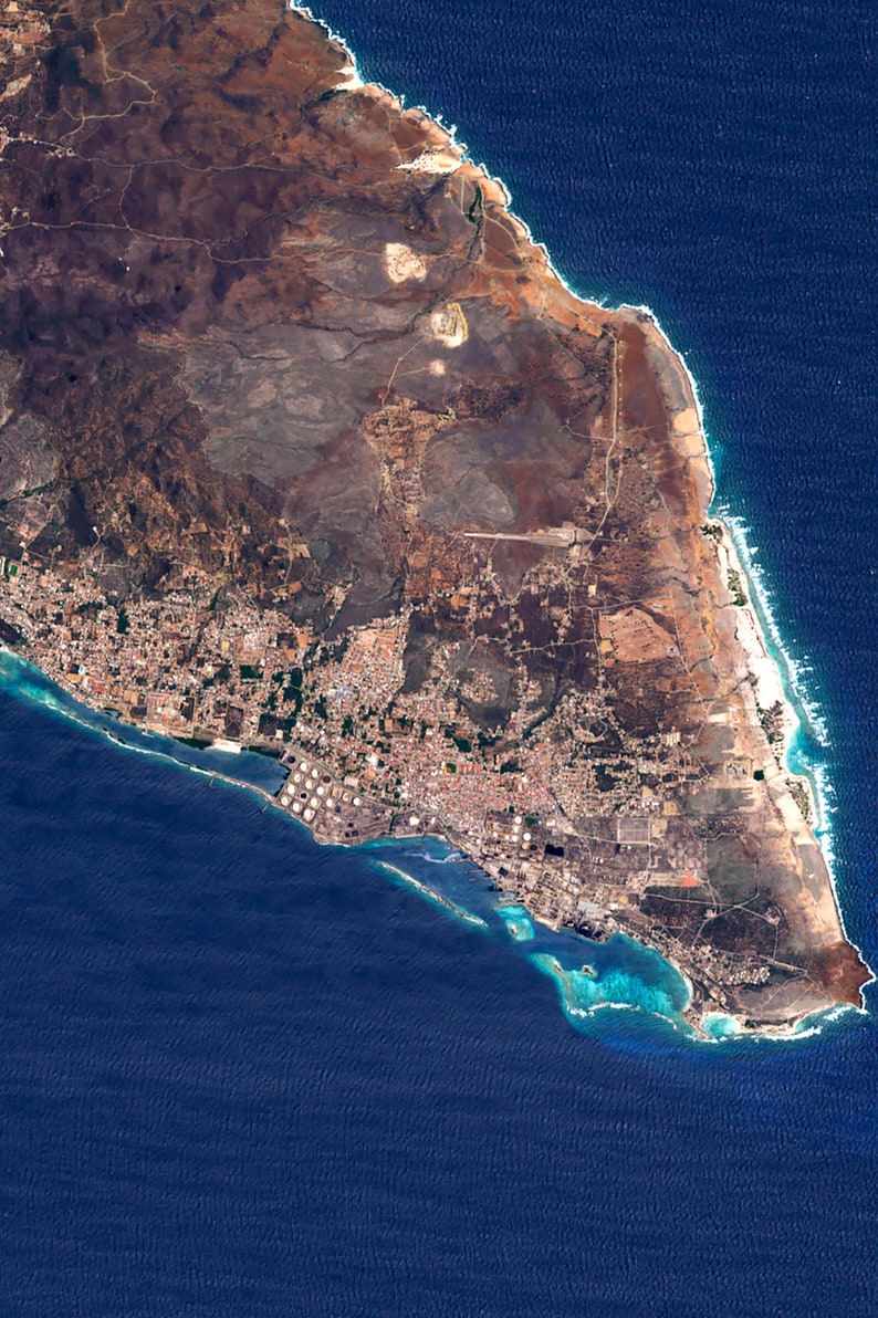The Island of Aruba Satellite Poster Map - Etsy