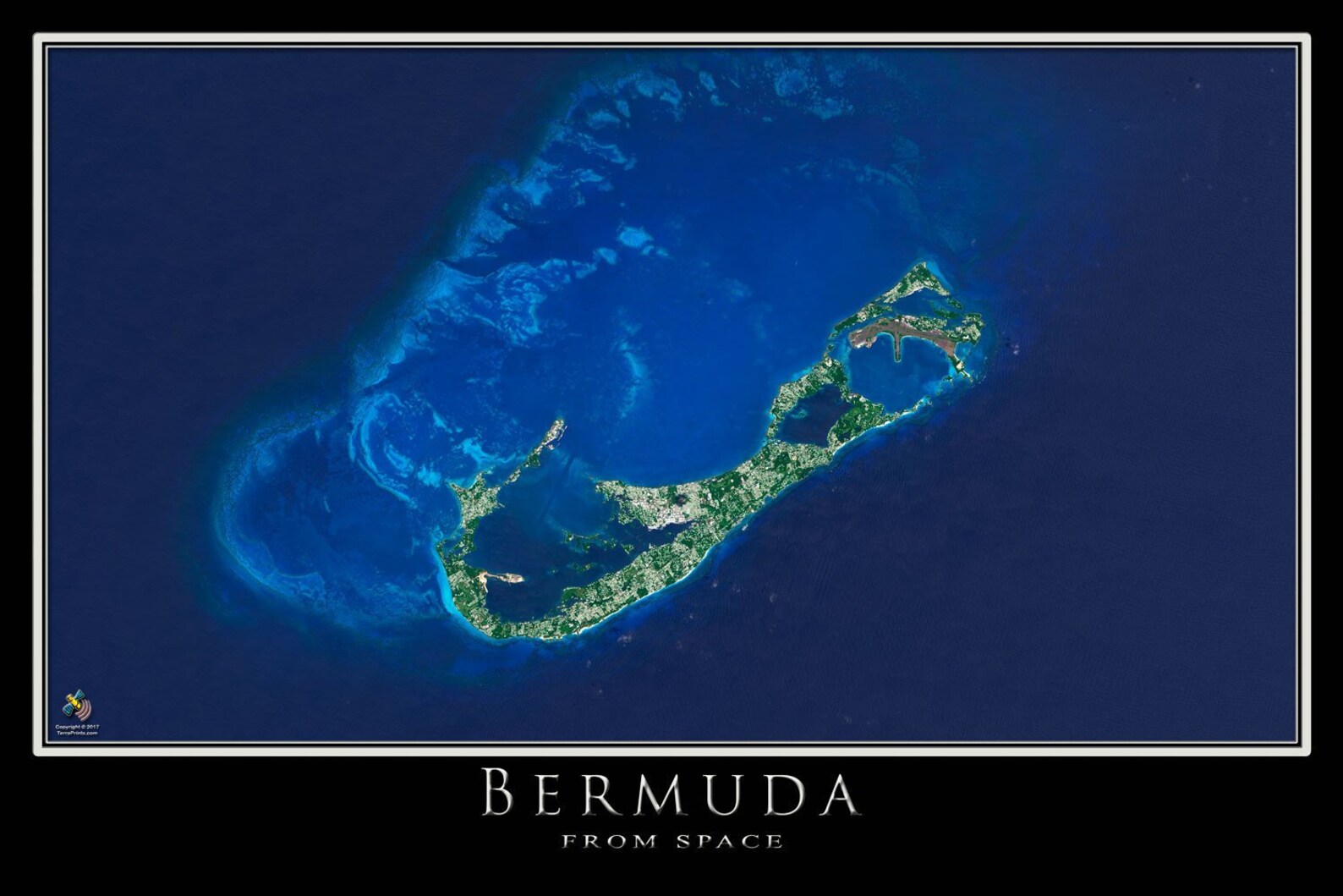 The Bermuda Satellite Poster Map - Etsy