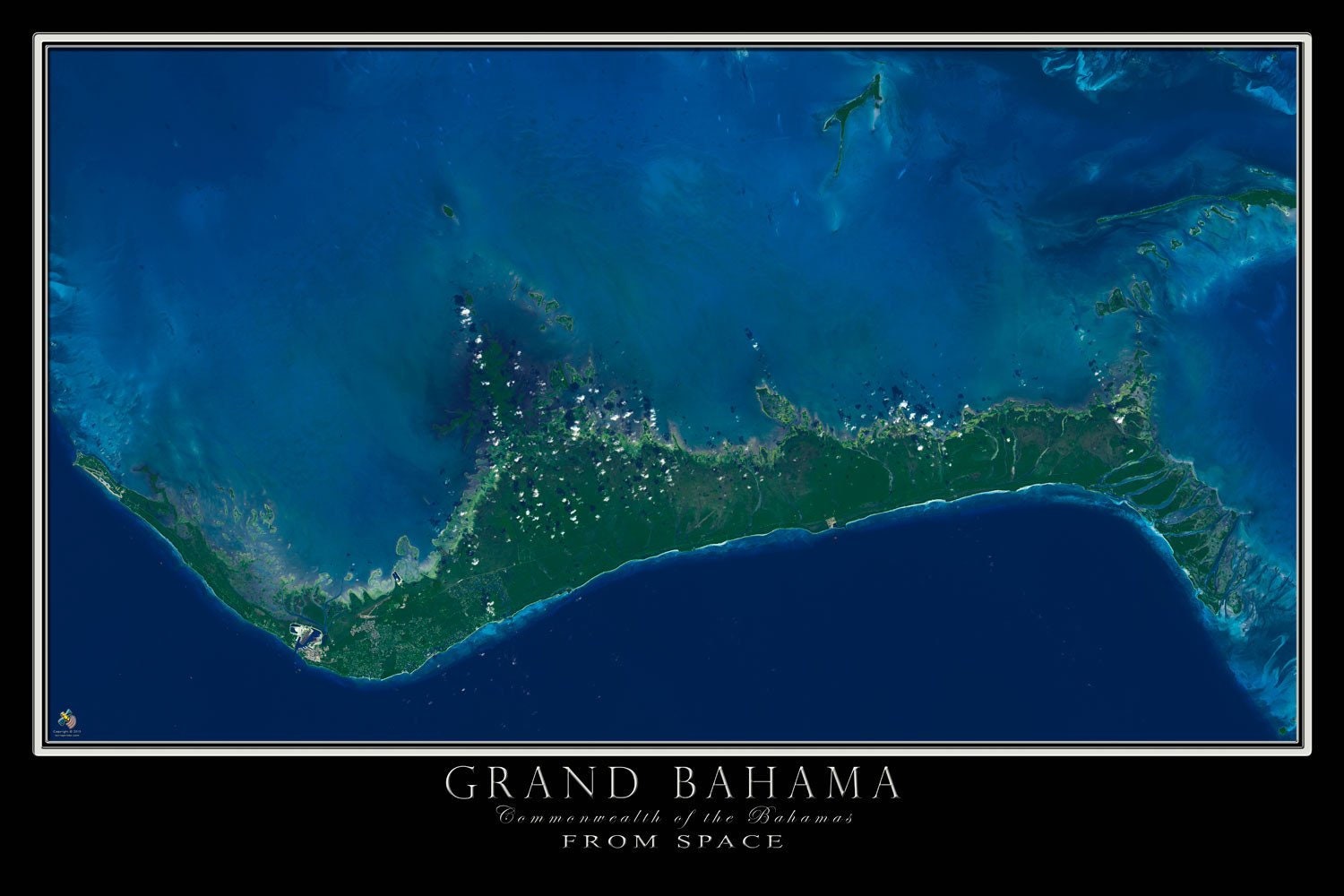 The Grand Bahama Island Satellite Poster Map | Etsy