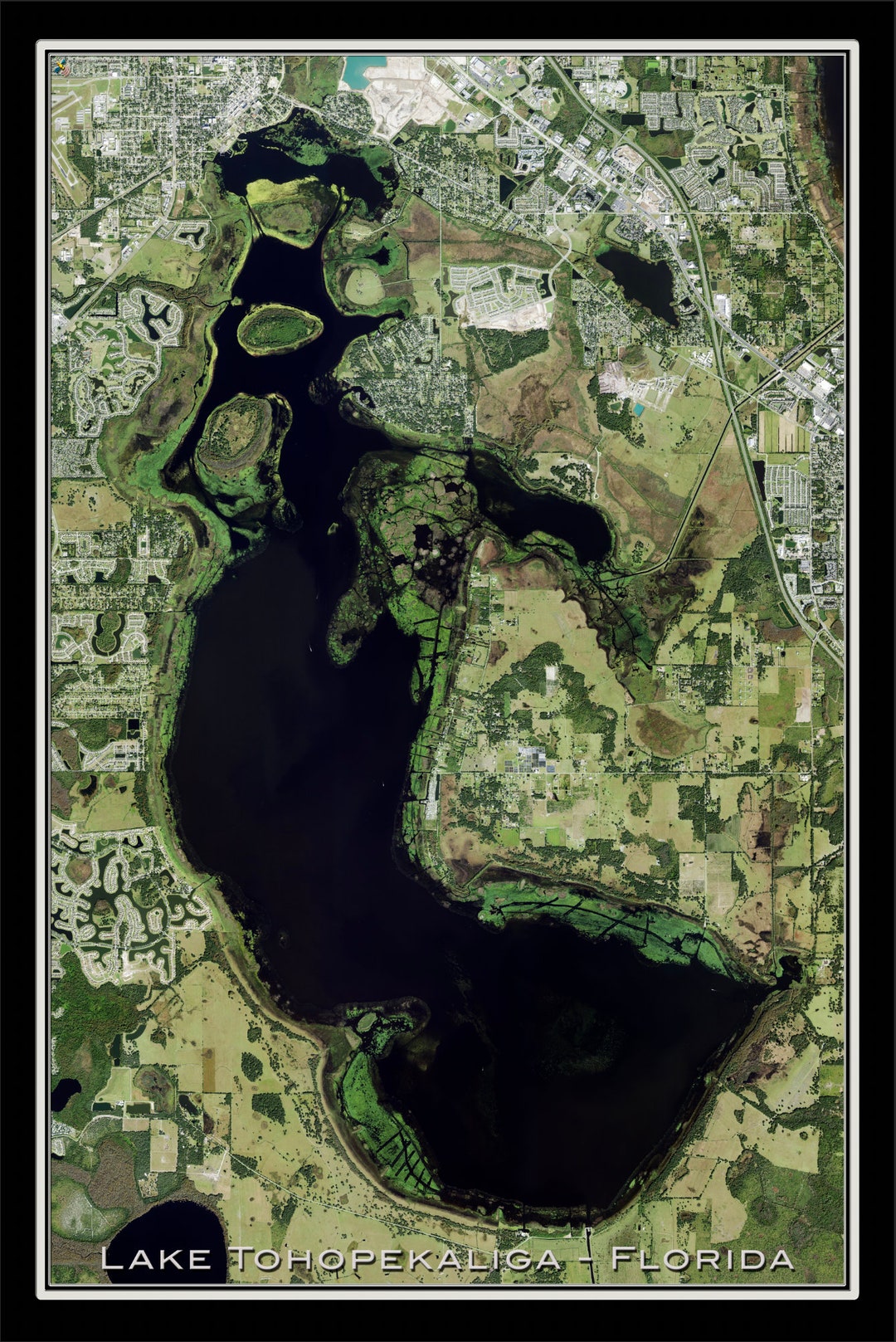 The Lake Tohopekaliga Florida Satellite Poster Map - Etsy UK