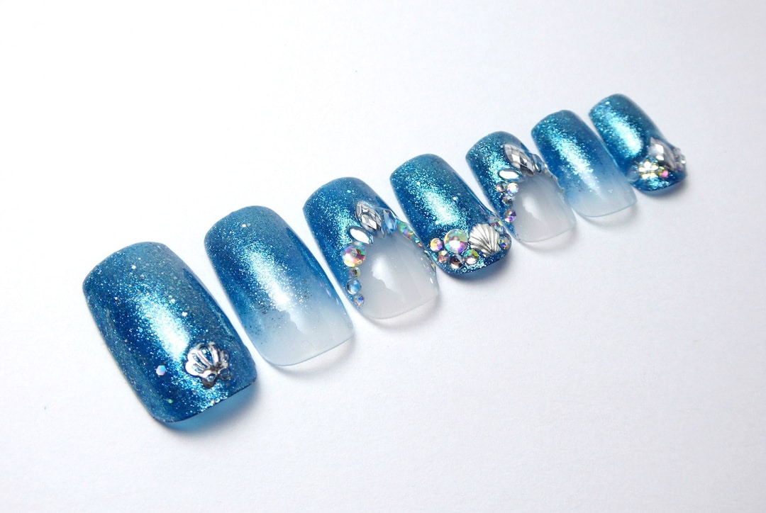 Neptune Nails ／ Reusable Press on Art Gift Holo Diy Crystal Party ...