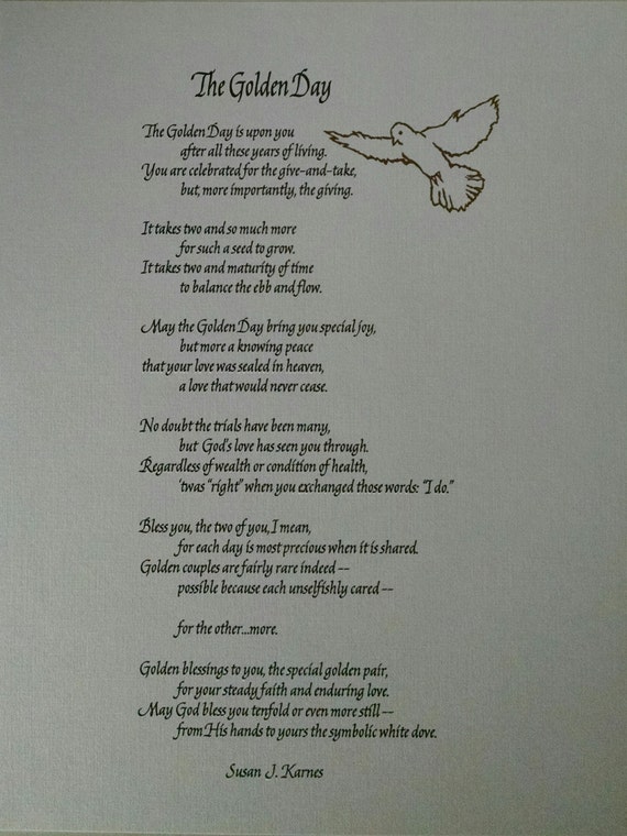 Golden Day Poem 50th Anniversary U Frame It Art Golden | Etsy
