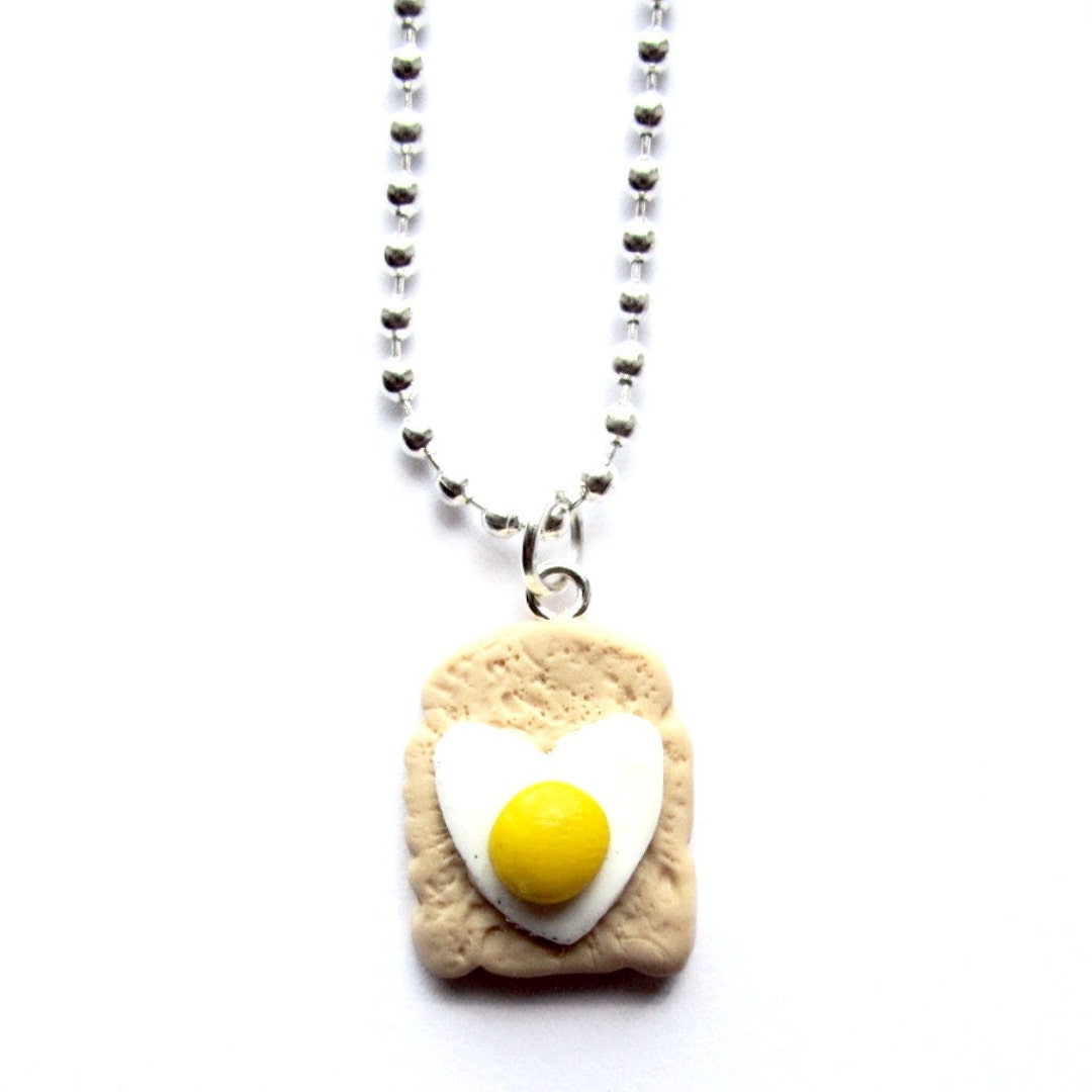 Quirky Heart-shaped Fried Egg on Toast Pendant Necklace - Etsy