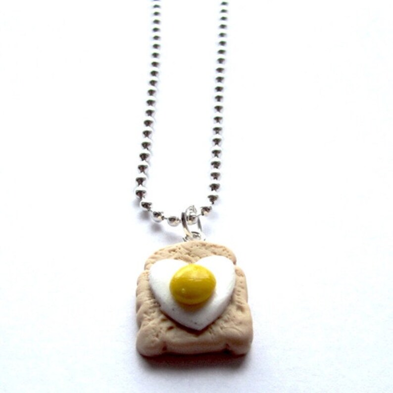 Quirky Heart-shaped Fried Egg on Toast Pendant Necklace - Etsy