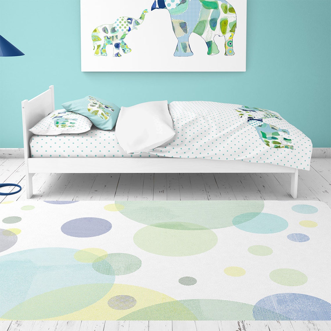 Toddler Boys Room Floor Rug. Playroom Area Rug. Blue & Green - Etsy