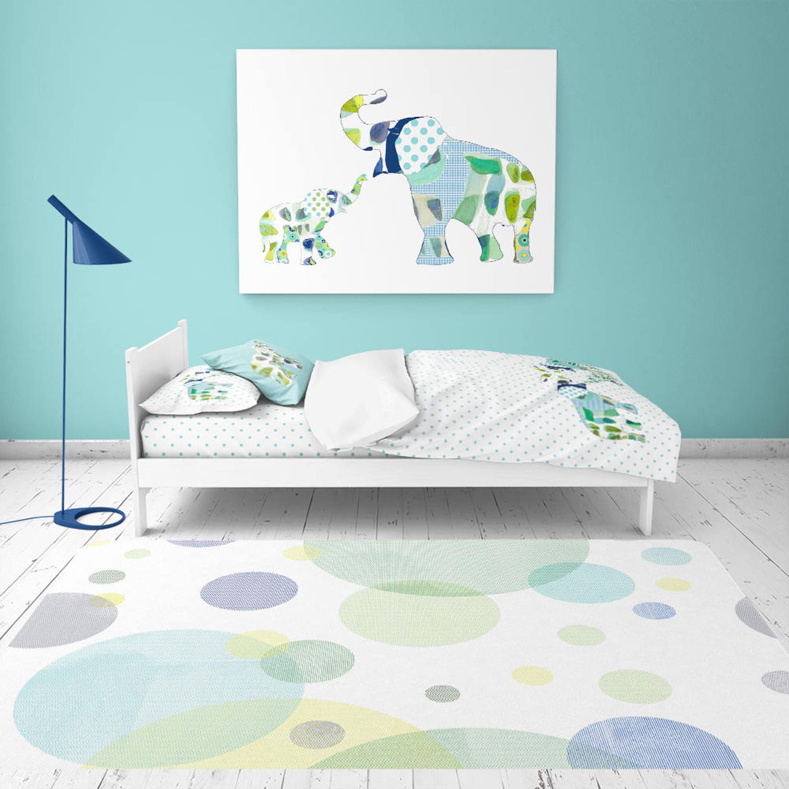 Toddler Boys Room Floor Rug. Playroom Area Rug. Blue & Green - Etsy