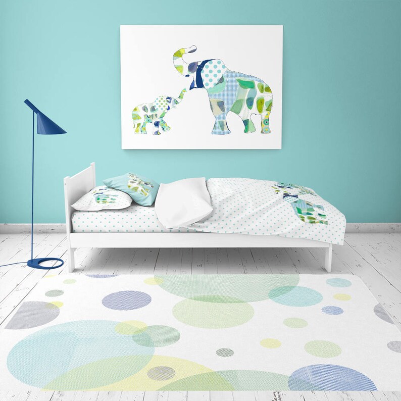 Toddler Boys Room Floor Rug. Playroom Area Rug. Blue & Green - Etsy