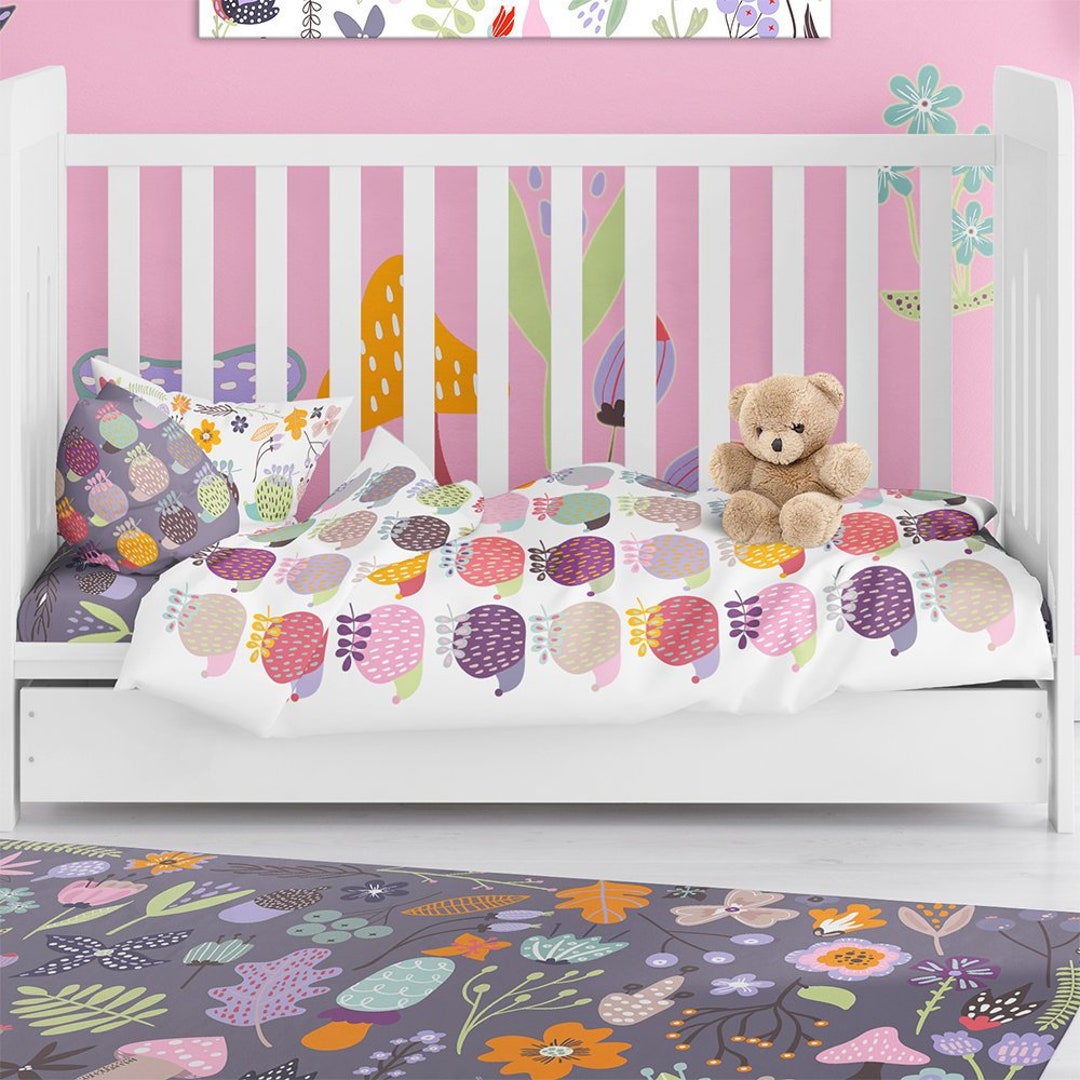 Fun Toddler Girl Bedding Set With Duvet Cover or Comforter, Fitted ...