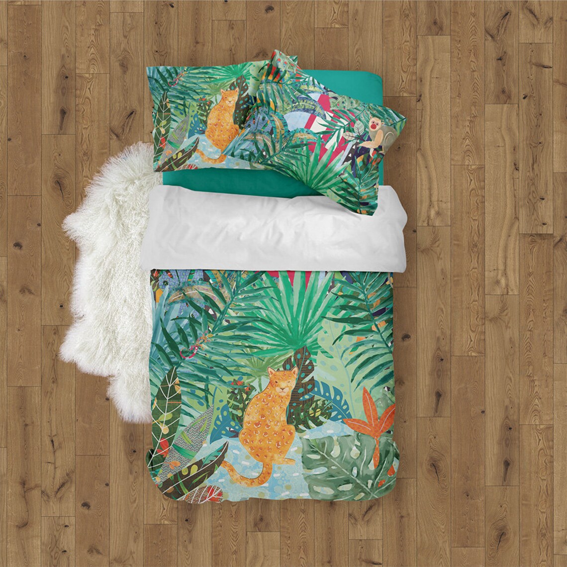 Jungle Duvet Cover Green Cotton Bedding for Kids Jungle Safari - Etsy