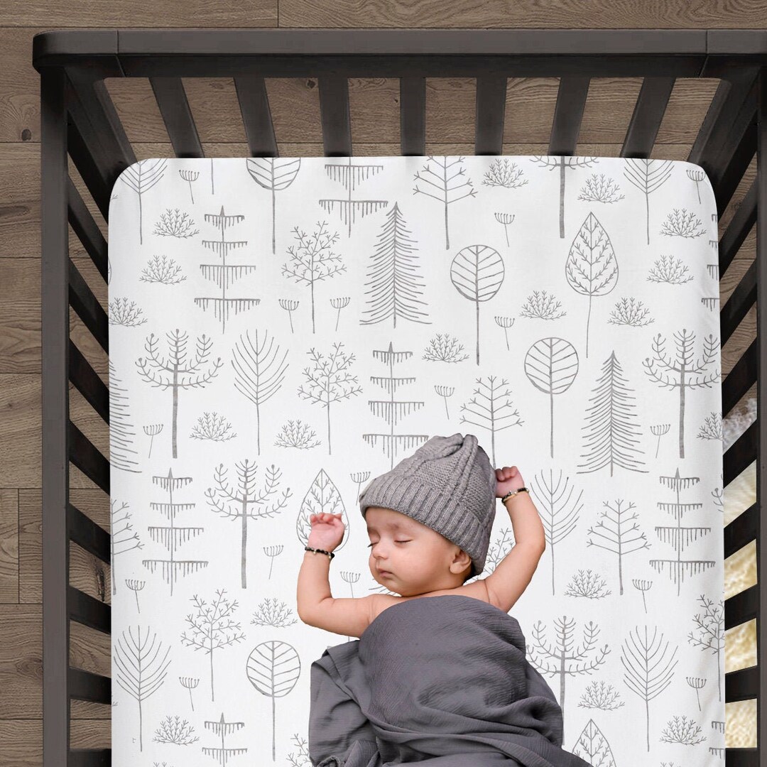 Woodland Trees Crib Sheet: Unisex Jersey Knit Baby Bedding - Etsy